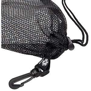 PALTERWEAR Mesh Drawstring Bag With Clip and Toggle Closure - For Watersports, Outdoor, Gym - Multi-Use Set of 4 (Black, 6 x 8 inch)