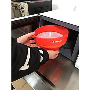 Collapsible Silicone Microwave Hot Air Popcorn Popper Bowl With Lid and Handles - Red