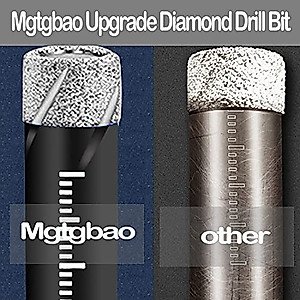 Mgtgbao 7pc Black Dry Diamond Drill Bits Set for Granite Ceramic Marble Tile Stone Glass Hard Materials (not for Wood), Round Shank with 3/16,1/4, 5/16, 3/8, 1/2, 9/16 inch with Storage Case