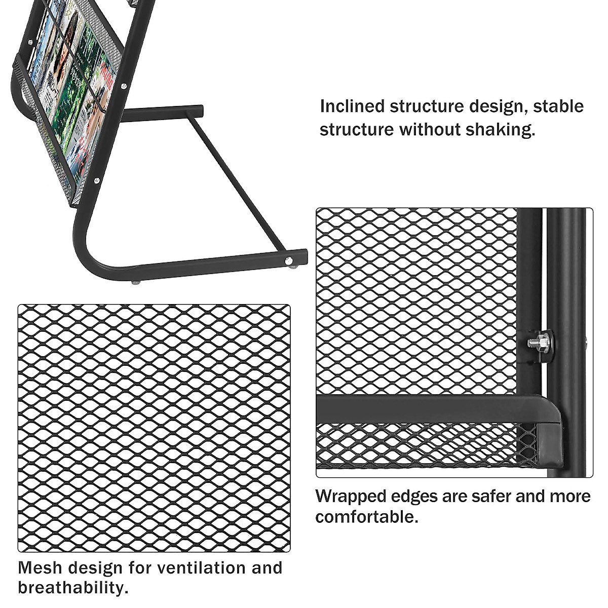 XIDIHF Floor-Standing Magazine Rack 5 Layer with Wheels Brochure Display Stand Large Newspaper Stand for Trade Show Exhibitions Office (Long 18.7 IN)