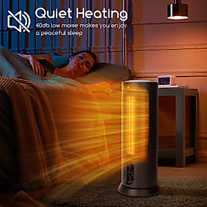 Portable Space Heater for Indoor Use, 250 ft² 1500W Ceramic Oscillating Heater with Thermostat, Tip-Over and Overheat Protection for Office and Room