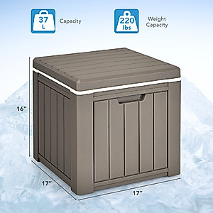 GYMAX Camping Cooler, Insulated 40 Qt Heavy Duty Ice Chest with Built-in Handles and Detachable Lid, Keeps Ice for 24H, Multifunctional Cooler for Beach, Picnic, Camping Outdoors (Brown)