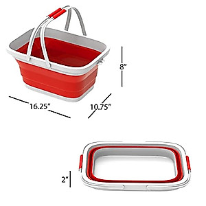 Collapsible Basket-Space Saving Pop Up Handbasket for Supplies, Dishes, Drinks, and More-Foldable Multiuse Carrying/Storage Bin by Lavish Home (Red)