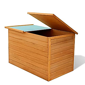 loibinfen Patio Storage Box 49.6"x28.3"x28.3" Wood Deck Box, Outdoor Wood Garden Backyard Organization, Garden Storage Box for Patio Furniture Gardening Tools Toys Cushions (Weight:38.36 lbs)