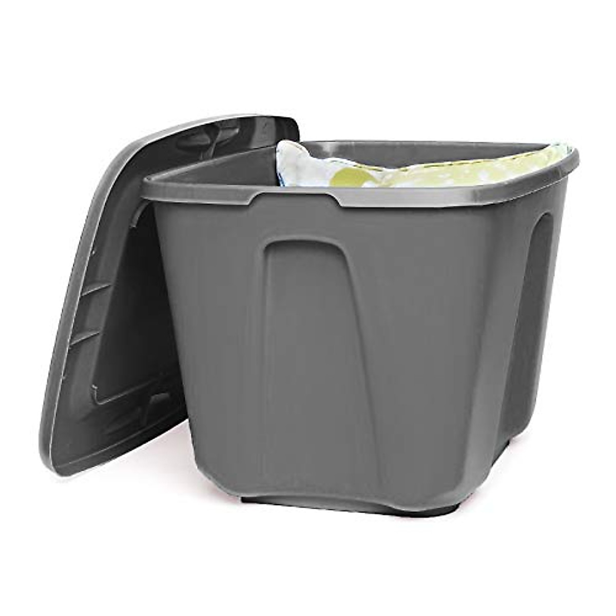 HOMZ Multipurpose 18 Gallon Stackable Plastic Storage Container Tote Bin with Secure Snap-On Lid for Home and Office Organization, Grey