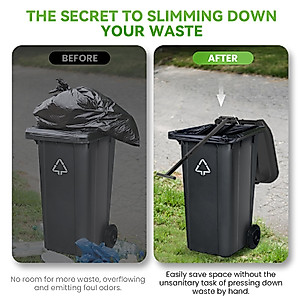 NEWTRY Manual Trash Compactor, 120L-240L Home Manual Garbage Compressor with Adjustable Handle Outdoor Wheelie Bin Rubbish Compactor for Kitchen, Garden, Restaurant, Office