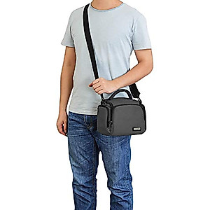 CADeN Compact Camera Shoulder Crossbody Bag Case Compatible for Nikon, Canon, Sony SLR/DSLR Mirrorless Cameras and Lenses Waterproof(1.0 S, Grey)