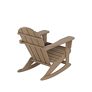 WestinTrends Malibu Rocking Chair Outdoor, All Weather Resistant Poly Lumber Classic Porch Rocker Chair, 350 lbs Support Patio Lawn Plastic Adirondack Chair, Weathered Wood
