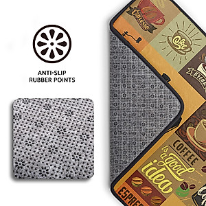 Kawani Coffee Kitchen Rugs Floor Mats Eat Signs Anti Fatigue Washable Door Mats for Home & Kitchen & Office Decor Cafe Memory Foam Runner Rug Non-Skid 39x20inch…