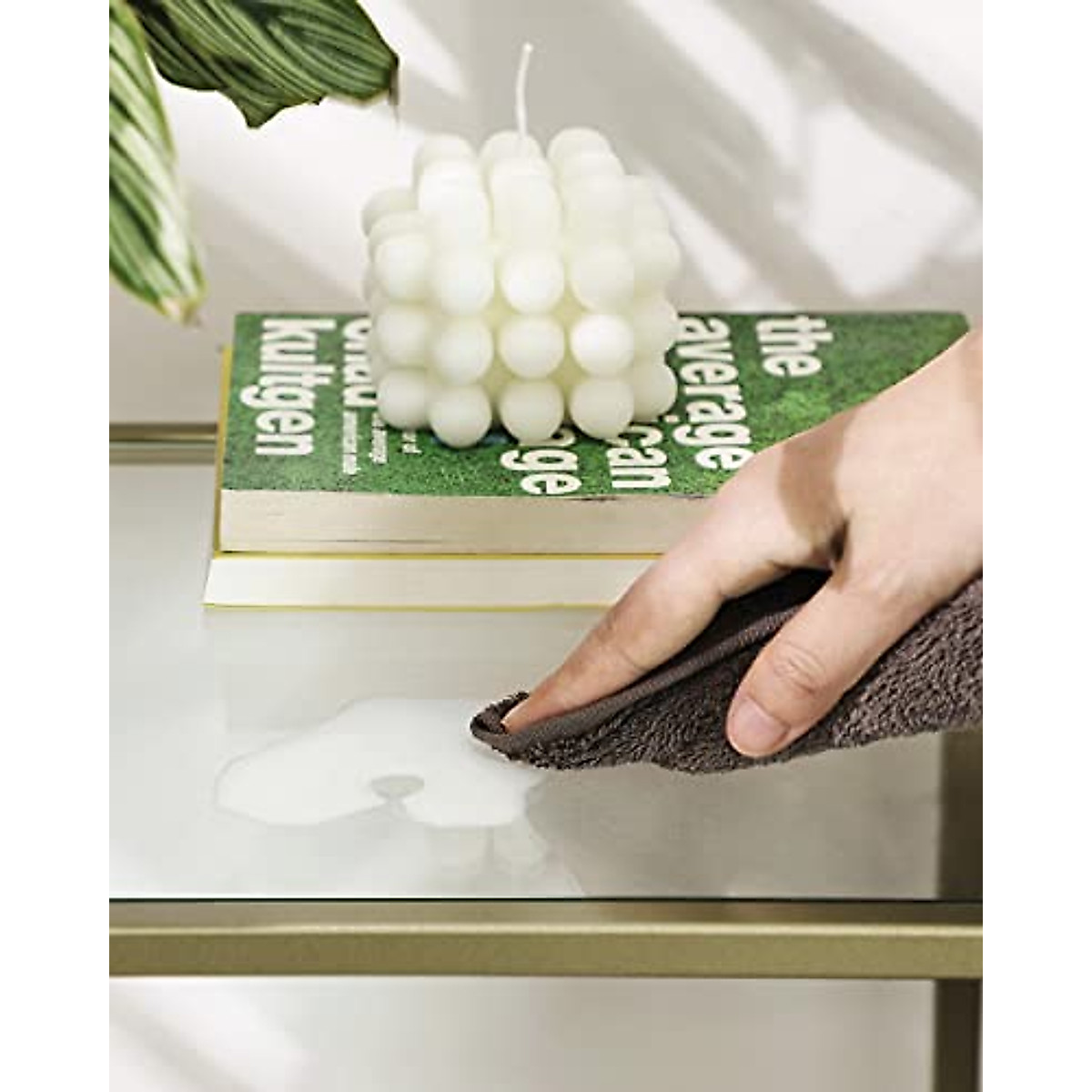 VASAGLE 39.4” Console Table, Tempered Glass Sofa Table, Modern Entryway Table, Metal Frame, Easy to Assemble, Adjustable Feet, for Living Room, Hallway, Gold Color ULGT26G