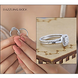 Dazzlingrock Collection 0.30 Carat Round White Diamond Square Cluster Wedding Ring Set for Her in 10K White Gold Size 7