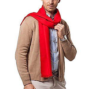 Shubb Men's Scarf, Soft and Warm Cashmere Feel Scarf for Men Winter Scarves Long, Red