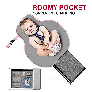 Zooawa Baby Diaper Changing Pad, Lightweight Waterproof Christmas Travel Diaper Clutch for Newborn Boy & Girl, Diaper Changing Mat Station with Mesh Pockets, for Toddler Travel Changing Station, Pink