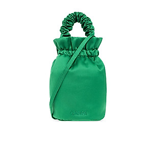 Ganni Women's Occasion Ruched Top Handle Bag, Kelly Green, One Size