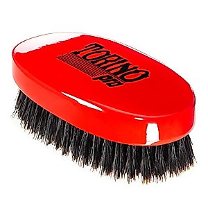 Torino Pro Wave Brush #1000 - By Brush King - Medium Hard Oval Palm/Military 360 Waves Brush Red