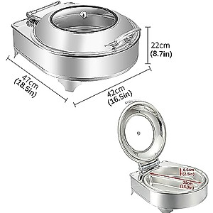 Electric Buffet Server,Food Warmer Tray, Adjustable Temperature, Portable Chafing Dish, Catering Buffet Serving Tray,Stainless Steel Material, 1 Slot, 2 Slots,Optional Singlegrid Round6L