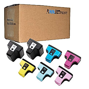 ANNJETPRINT Remanufactured for hp 02 Ink Cartridges Replacement for HP 02 Printer Ink cartridges Work for HP PhotoSmart C6280 C7280 8250 D7460 C8180 C6250 Printer (2BK/1C/1M/1Y/1LC/1LM, 7-Pack)