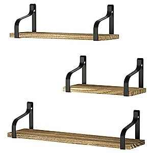 Love-KANKEI Wall Storage Corner Shelf and Rustic Floating Shelves Bundle （Contains 2 Items）