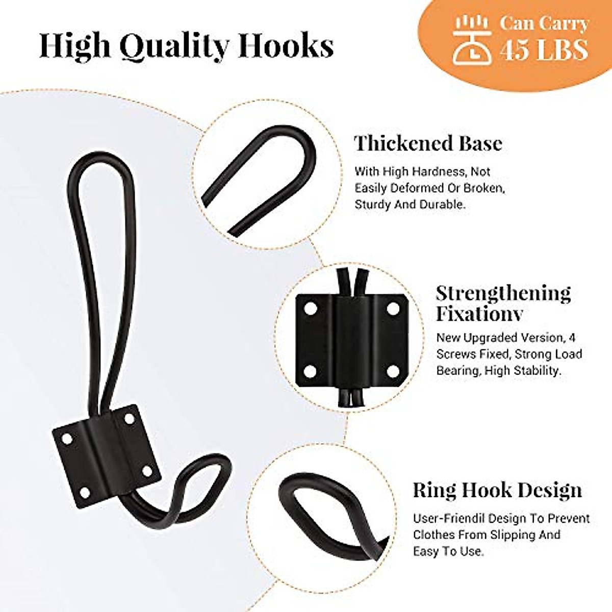 YIHATA Coat Hooks Wall Hooks, Heavy Duty Wall Mounted Black Coat Hooks with Double Prong Hooks, Hanging Hooks for Mudroom Hooks, Backpack Hooks, Hat Hook (14 Pack-A)