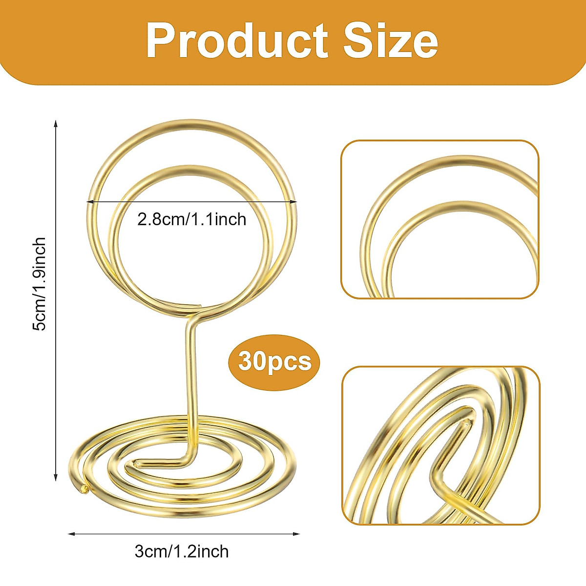 30 Pcs Gold Place Card Holders Picture Holders for Tables Small Table Place Card Holders Table Number Holders Photo Holders Table Number Stands for Centerpieces Wedding Reception Party Restaurant