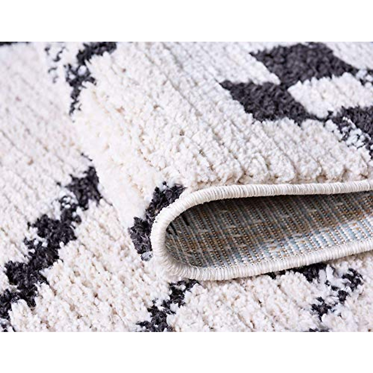 Unique Loom Morocco Collection Tribal, Southwestern, Bohemian Area Rug, 9' 0" x 12' 0", Ivory/Black