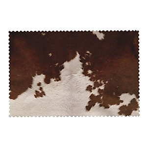 Red Brown Cowhide Placemats Set of 6, Rectangular Washable Placemats for Dining Table, Farmhouse Non-Slip Heat-Resistant Woven Table Mats Wipeable Thick Place Mats for Kitchen Party 12x18 Inch