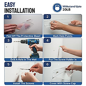 CIVIFY Acrylic Shelves for Wall - 15" Pack of 3 - Clear Shelves with Installation Kit & Covers to Hide Screws - Decoration & Storage Funko Pop Shelves for Kids Room, Bathroom & Kitchen