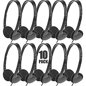 Hongzan Kids Headphones Bulk 10 Pack for School Students Children Teen Boys Girls, Wholesale Disposable Headphones Classroom Earphones(Black)