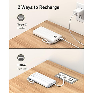 VEEKTOMX Portable Charger Built-in Cables, 20000mAh Power Bank for iPhone, USB C Fast Charge Battery Pack, Travel Essentials Backup Battery Bank, Compatible with iPhone 15/14, Samsung, Andriod, Etc