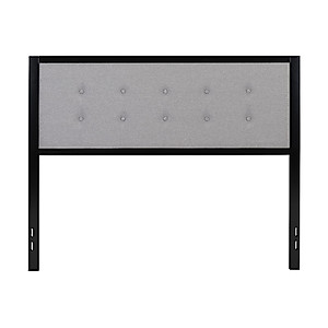 Flash Furniture Bristol Metal Tufted Upholstered Queen Size Headboard in Light Gray Fabric
