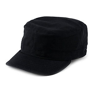 NYFASHION101 Fashionable Solid Color Unisex Fitted Army Military Cadet Cap, Black, M