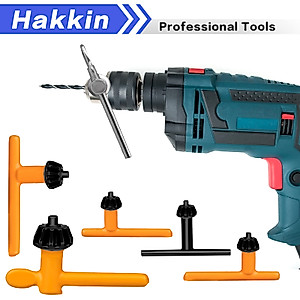 Hakkin 6 Sizes Drill Chuck Key Wrench, 3/4" 5/8" 1/2" 3/8" 1/4" 5/32" Carbon Steel Heavy Duty Thumb Handle Chuck Key, Replacement Drill Chuck Key Wrench, Electric Drill Clamping Tool