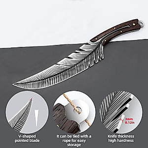 AIRROAD Feather Carving Knife,8 inch Boning Butcher Knife for Meat Cutting, Hand Forged High Carbon Steel Viking Fillet Knife for Brisket Outdoor Camping BBQ Cooking Knife with Sheath Gift for Dad