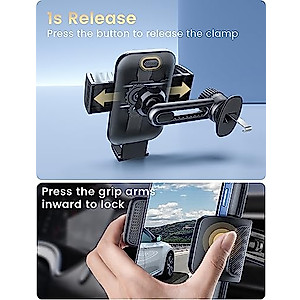 Holdersafe Phone Mount for Car Vent: [Never Blocking] Air Vent Cell Phones Holder for iPhone & Samsung Android Smartphone [Thick Cases Friendly] Hands-Free Auto Mobile Phone Stand