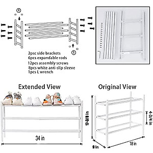 N-A MINGMING.NING Shoe Rack Shelf Expandable Stackable 3-Tiers Simple Shoe Storage Organizer Small White For Bedrooms/Doorways/Entryway - 1Set