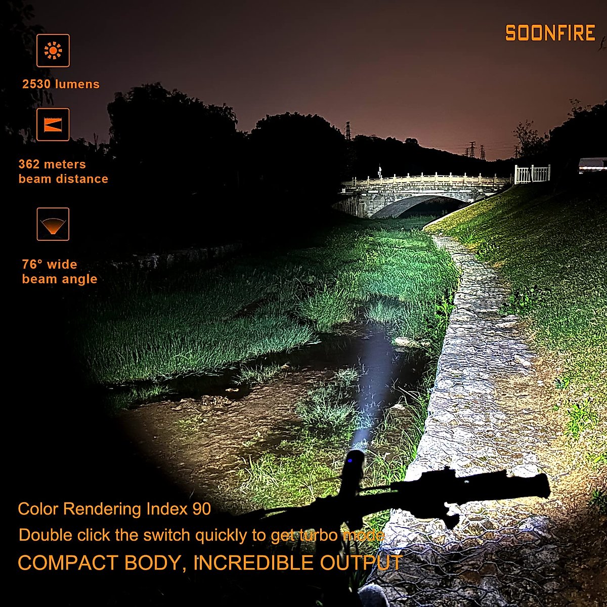 soonfire MX75 Ultra Bright Tactical Flashlight with Battery, USB C Fast Charging Rechargeable Flashlights, Powered by Customized Battery, Long Run Time for Emergency, EDC and Searching