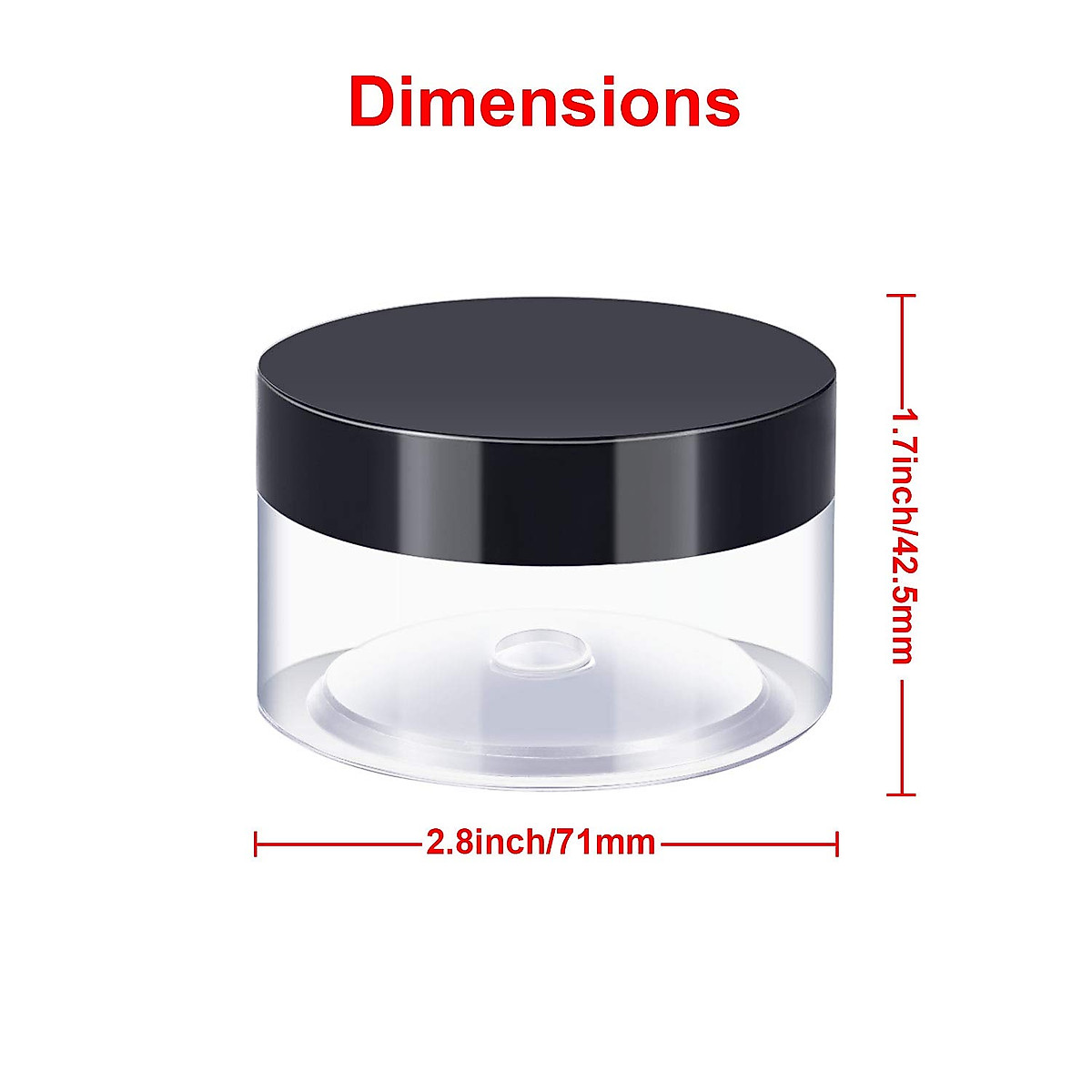 SATINIOR 24 Pieces Empty Clear Plastic Jars with Lids Round Storage Containers Wide-Mouth for Beauty Product Cosmetic Cream Lotion Liquid Butter Craft and Food (Black Lid, 4 oz)