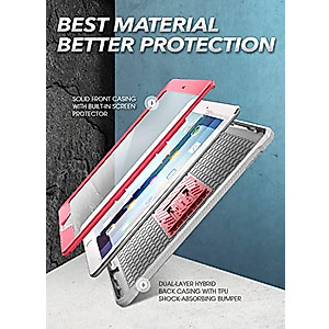 SUPCASE for iPad 9th Generation Case with Screen Protector (Unicorn Beetle Pro), [Built-in Stand] Heavy Duty Rugged Protective Case for iPad 10.2 9th / 8th / 7th Generation (2021/2020/2019), Pink