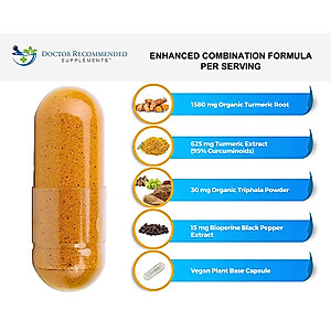 Turmeric Curcumin with Bioperine - 360 Veggie Capsules - 2250mg 95% Curcuminoids with Black Pepper Supplement and Triphala (Pack of 2)