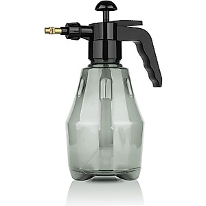 T4U Fine Mist Spray Bottle Plastic Grey 1L, Hand Held Pressure Plant Mister with Top Pump, Empty Water Sprayer Watering Can with Adjustable Nozzle for Indoor ， Outdoor Gardening and Home Cleaning