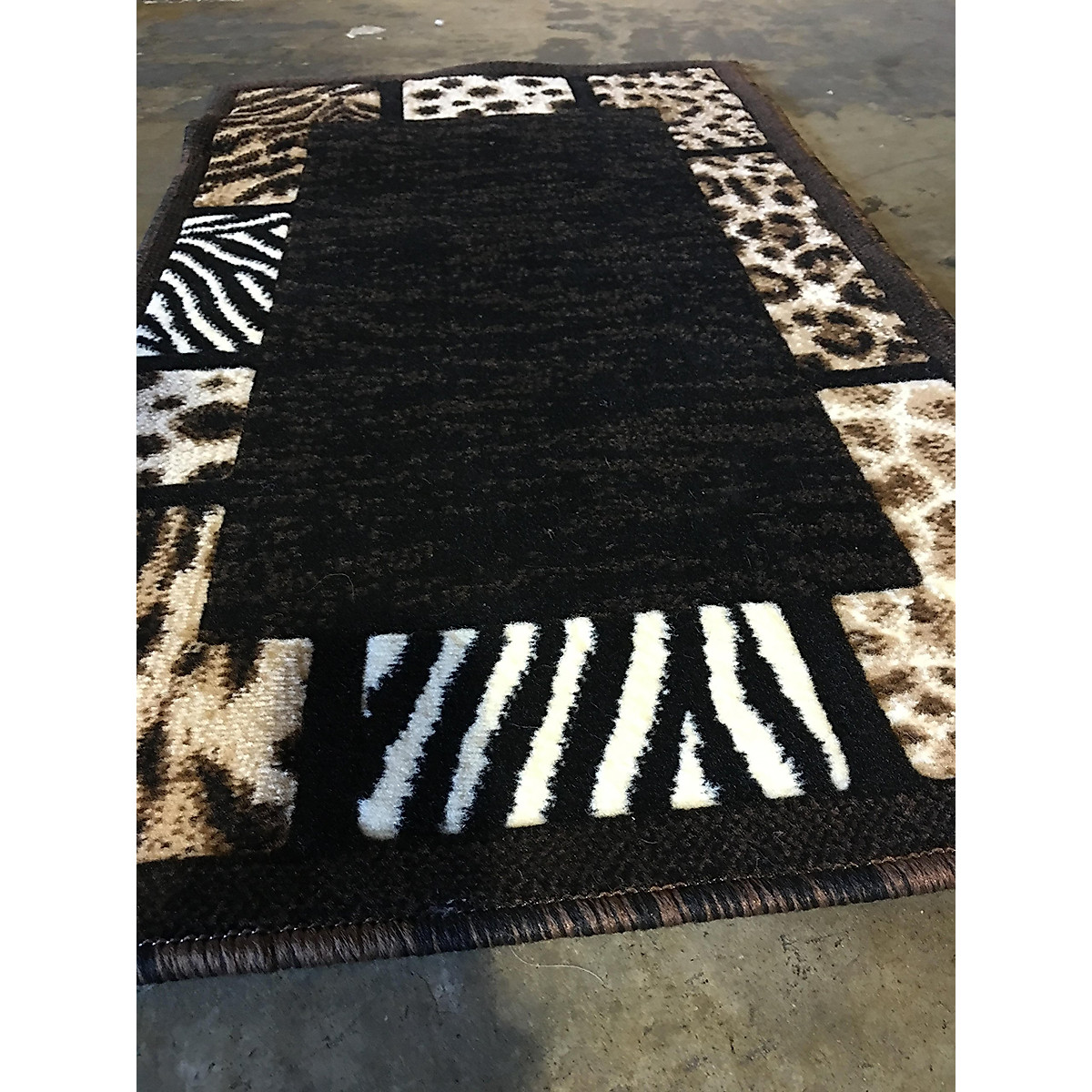 Masada Rugs Animal Skin Leopard Border Door Mat Rug Black Design 73 Skinz (2 Feet X 3 Feet 4 Inch