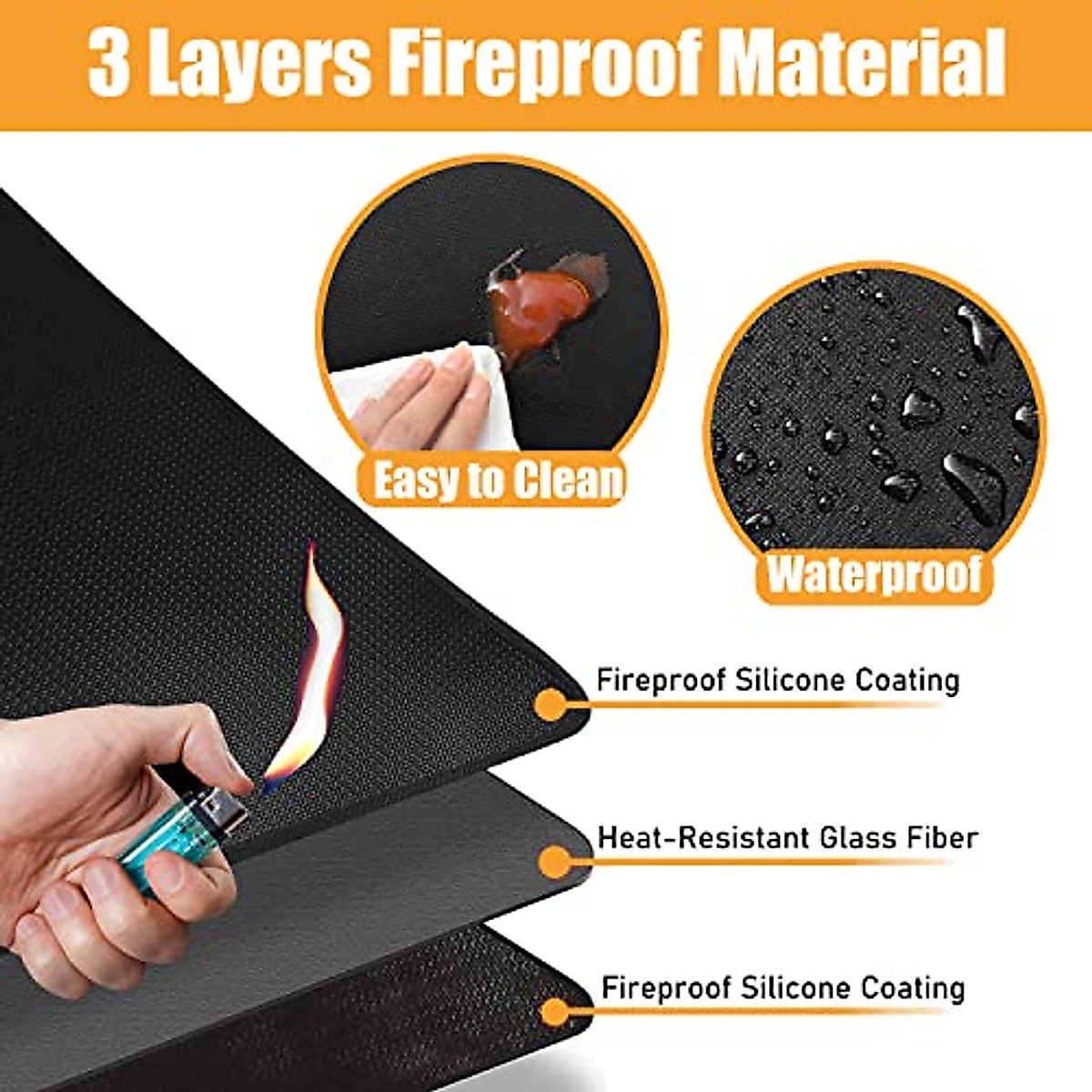 Amerbro Fireproof Induction Cooktop Protector - 11.5 x 11.5in (Magnetic) Induction Cooktop Mat for Electric Induction Stove - Heat Resistant & Waterproof - Prevent Scratches and Burns - Black (2 PCS)