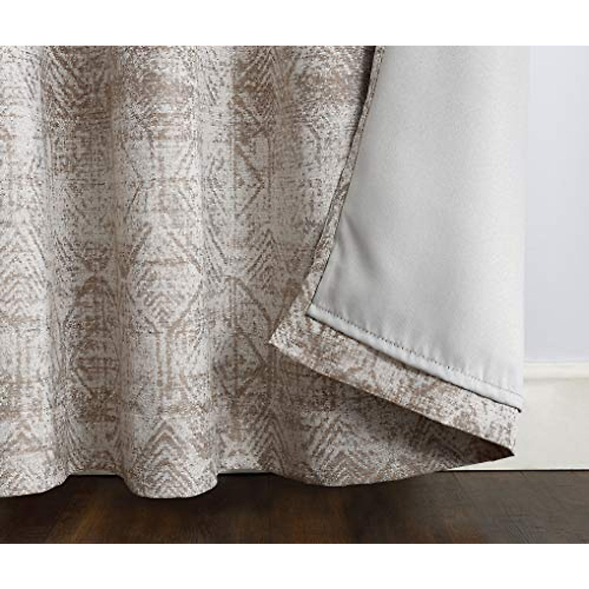 Sun Zero Darren Distressed Woven Jacquard Blackout Grommet Curtain Panel, 50" x 84", Camel