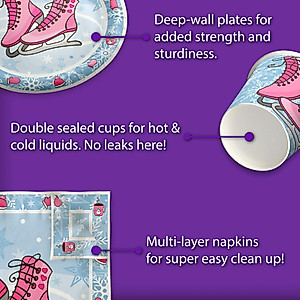 Ice Skating Birthday Party Supplies Set Plates Napkins Cups Tableware Kit for 16