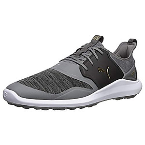 Puma Golf Men's Ignite Nxt Lace Golf Shoe, Quiet Shade-Puma Team Gold-Puma Black, 10.5 M US
