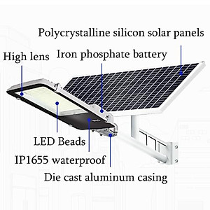 ZXXHNNAIH Solar Street Light IP165 Waterproof Solar Street Light with Pole,Easy Installation,Equipped with a Remote Control for Remote Control,for Yard