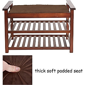 Livebest 3-Tier Bamboo Shoe Rack, Shoe Rack Bench,Small Shoe Rack for Entryway Bathroom Living Room Bedroom 19-inch