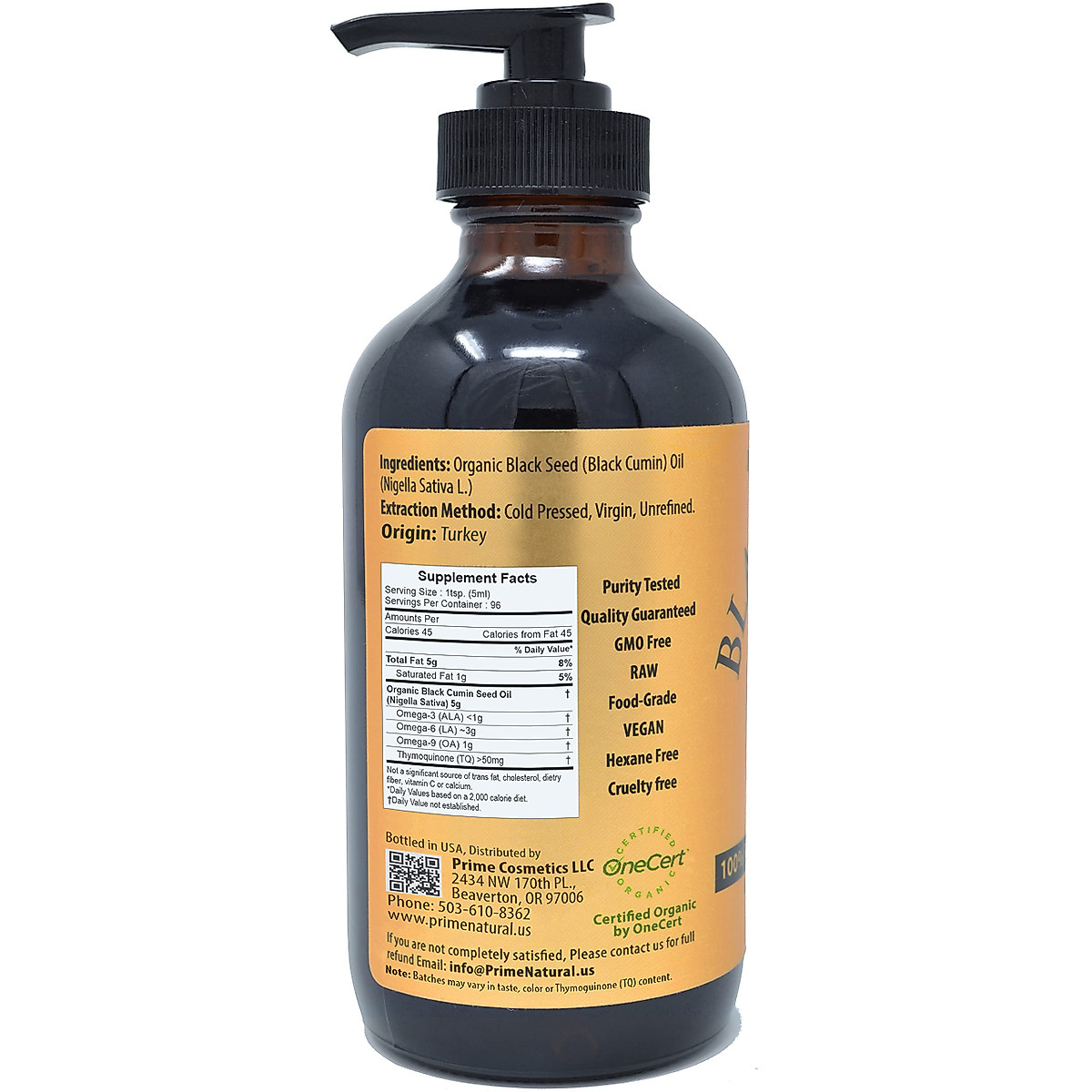 Organic Black Seed Oil 16oz - Cold Pressed Unrefined High Thymoquinone 1.7% USDA Certified - Turkish Origin Potent Nigella Sativa Liquid - Vegan Omega 3 6 9, Antioxidant Immune Boost Joints Skin Hair