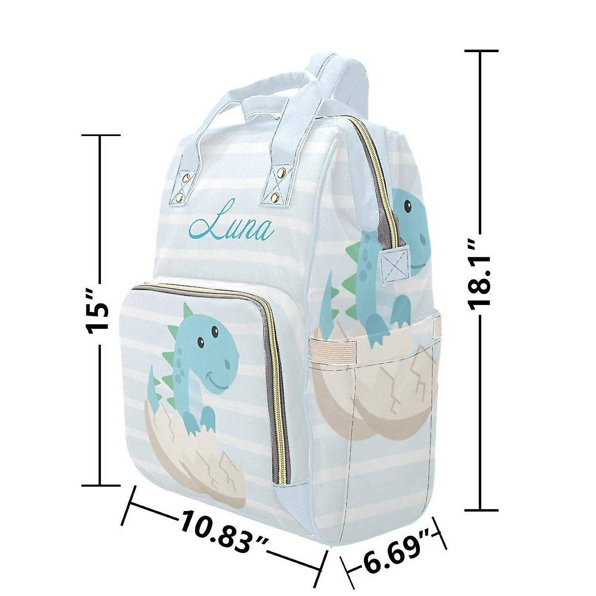 Personalized Cute Dinosaur Diaper Bag Backpack Name Custom Mommy Baby Bags Casual Travel Daypack for Mom Gifts