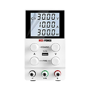 NICE-POWER Adjustable DC Lab Bench Power Supply Variable 4Digital Display Adjustable Regulated Switching Lab Bench Power Supply (30V/10A)